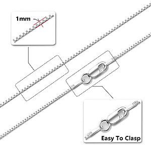 ASHINE Silver Chain Necklace for Women Sterling Silver Necklace Extender (1mm Box Chain Lobster Clasp 20 Inches)