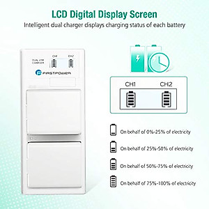 FirstPower Replace Arlo Pro Arlo Pro 2 Upgraded Rechargeable Battery VMA4400 2-Pack & Dual Quick LCD Charger for Arlo Pro, Arlo Pro 2, Arlo Go, Arlo Security Light Batteries