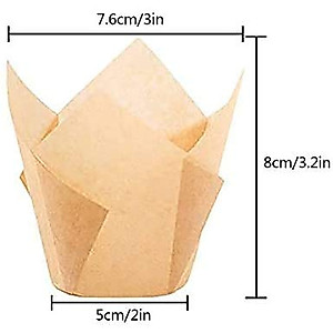150PCS Tulip Cupcake Liners,Natural Baking Cups Muffin Cupcake Grease-Proof Wrappers for Wedding, Birthday Party,Christmas(Blue,Natural,White)
