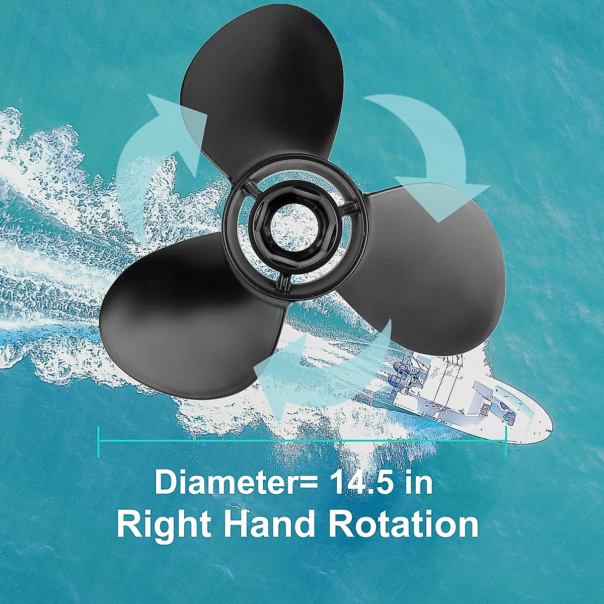 Qiclear 14 1/2 x 19 Pitch 48-832830A45 (Upgrade Rubber Hub Kits Included) OEM Aluminum Boat Outboard Moto Propeller fit Mercury Engines 135-300HP&Mercruiser Alpha One,14.5X 19P,15 Spline Tooth,Rh