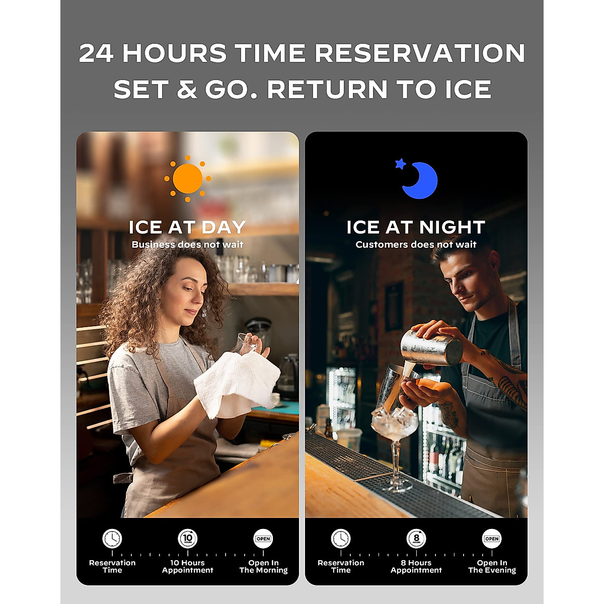 Silonn Commercial Ice Maker, Creates 200lbs in 24H, 48lbs Ice Storage Capacity, Stainless Steel Freestanding Ice Maker Machine with Auto Self-Cleaning for Home Office Bar Parties (SLIM13T)