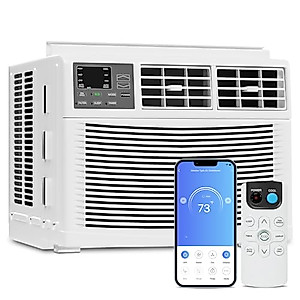 Magshion 8000 BTU Window Air Conditioner with Remote & App Control, 6 Modes – Cool, Dry, Auto-Restart, Fan, Sleep, Cools Rooms up to 350 Sq. Ft., Quiet AC Unit with Easy Install Kit