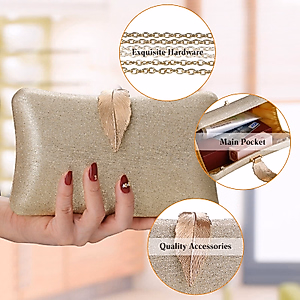 Women's Evening Bag Clutch Purse Sparkly Sequin Glitter Handbag Bridal Wedding Shoulder Bag Crossbody Bag with Leaf-style Flip Lock Messenger Bag for Wedding Cocktail Party Prom Gold