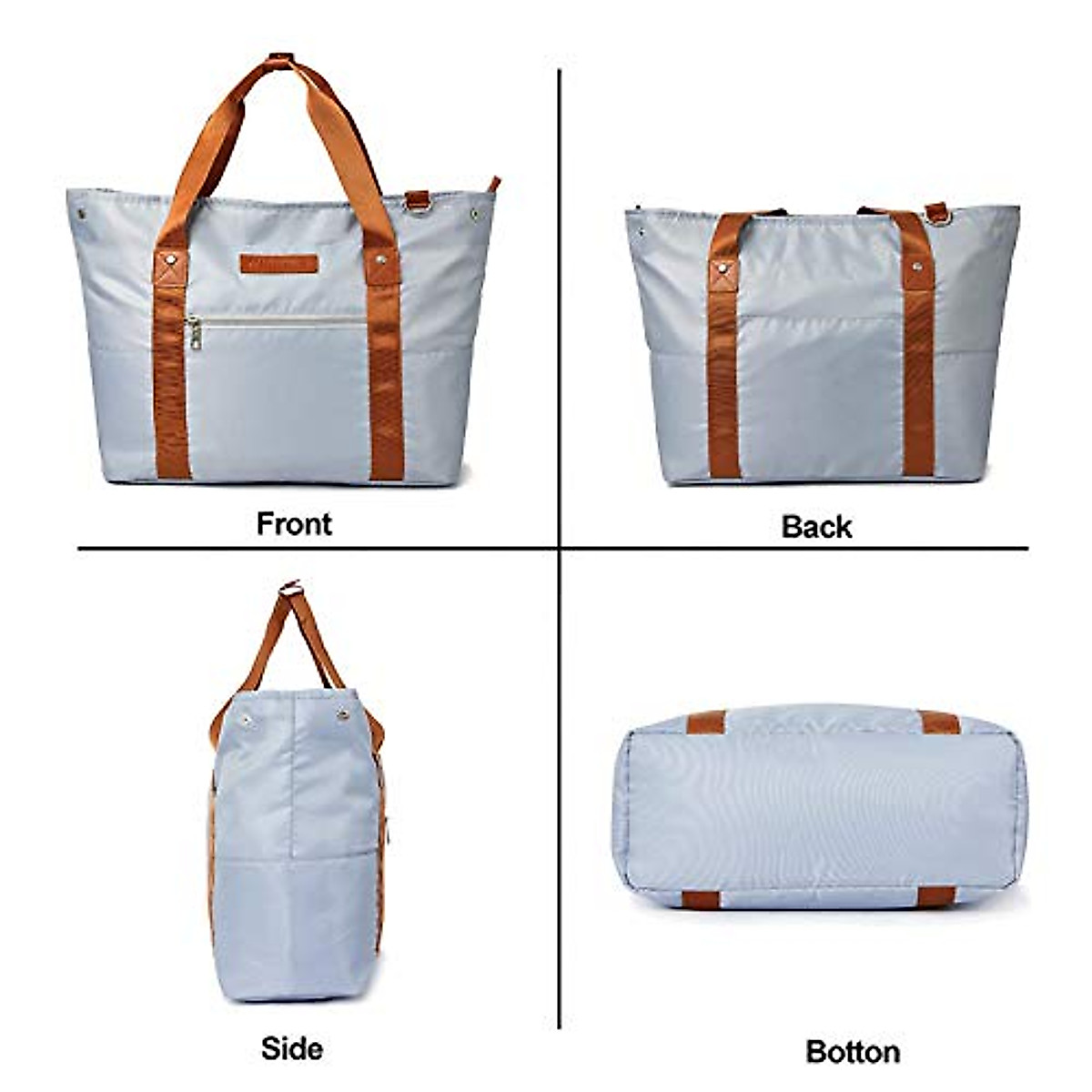 Baby Large Diaper Bag, Maternity Nappy Tote Bags for Mom Organizer Multi-Function Travel Shoulder Bag Waterproof with Stroller Straps, Nappy Changing Pad, Insulated Pockets Grey