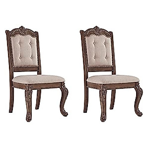 Signature Design by Ashley Charmond Antique 19" Upholstered Dining Chair, 2 Count, Brown