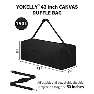 42 Inch Canvas Duffel Bag 150L Extra Large Luggage Duffle for Travel Sport and Camping - Black