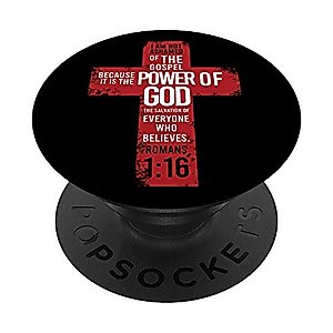 Romans 1:16 Bible Verse Religion Jesus Cross Christian Gift PopSockets PopGrip: Swappable Grip for Phones & Tablets