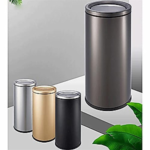 UNNIQ Trash can, Trash Can Household Toilet Stainless Steel Gold, Black, Silver 76.5 * 38cm Indoor and Outdoor Washbasin Peel Direct Cast Tube (Color : Gold)