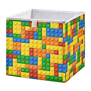 CaTaKu Cute Cartoon Game Cubes Storage Bins 11 inch Collapsible Fabric Storage Baskets Shelves Organizer Foldable Decorative Bedroom Storage Boxes for Organizing Home