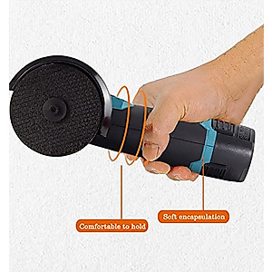 DALYNN 12V dless Brush Angle Grinder Kit, Ginding disc 3 Inch/76mm, Lightweight Angle Grinder Tool w/ 2PCS 1300mAh Lithium-Ion Battery & Charger, Ergonomic Button Position for Reducing Hand Pressure