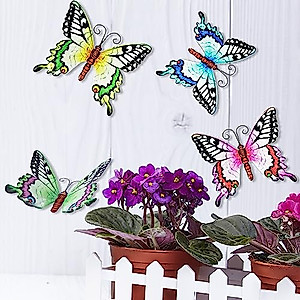 IGEEKWELL Metal Butterfly Wall Art Decor - 14.2 in 3D Butterflies Hanging Art Decorations, Outdoor Metal Wall Art for Garden, Yard Balcony Living Room Bedroom, Gift for Mom Grandma Housewarming