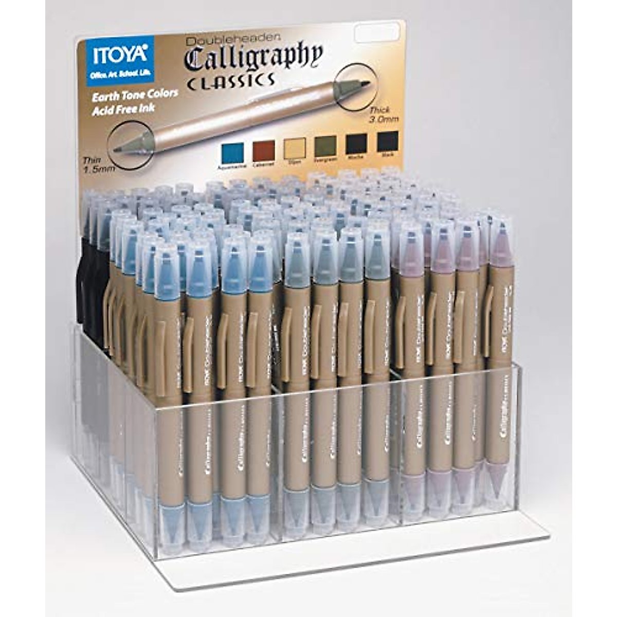 PROFOLIO by Itoya, Calligraphy Classics Doubleheader Marker, 1.5mm and 3mm Chisel Tips, Set of 6