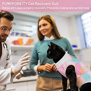 PUMYPOREITY Cat Recovery Suit, Cat Surgery Recovery Suit Female, Cat Spay Recovery Suit, Alternative to Cone of Shame, Cat Surgical Recovery Suit for Skin Diseases and Abdominal Wound, Pink, S