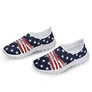 Jeiento Unisex-Adult Classic American Flag Shoes Running Comfort Sport Walking Tennis Patriotic Sneakers Beach Shoes Gifts for Boy Girl