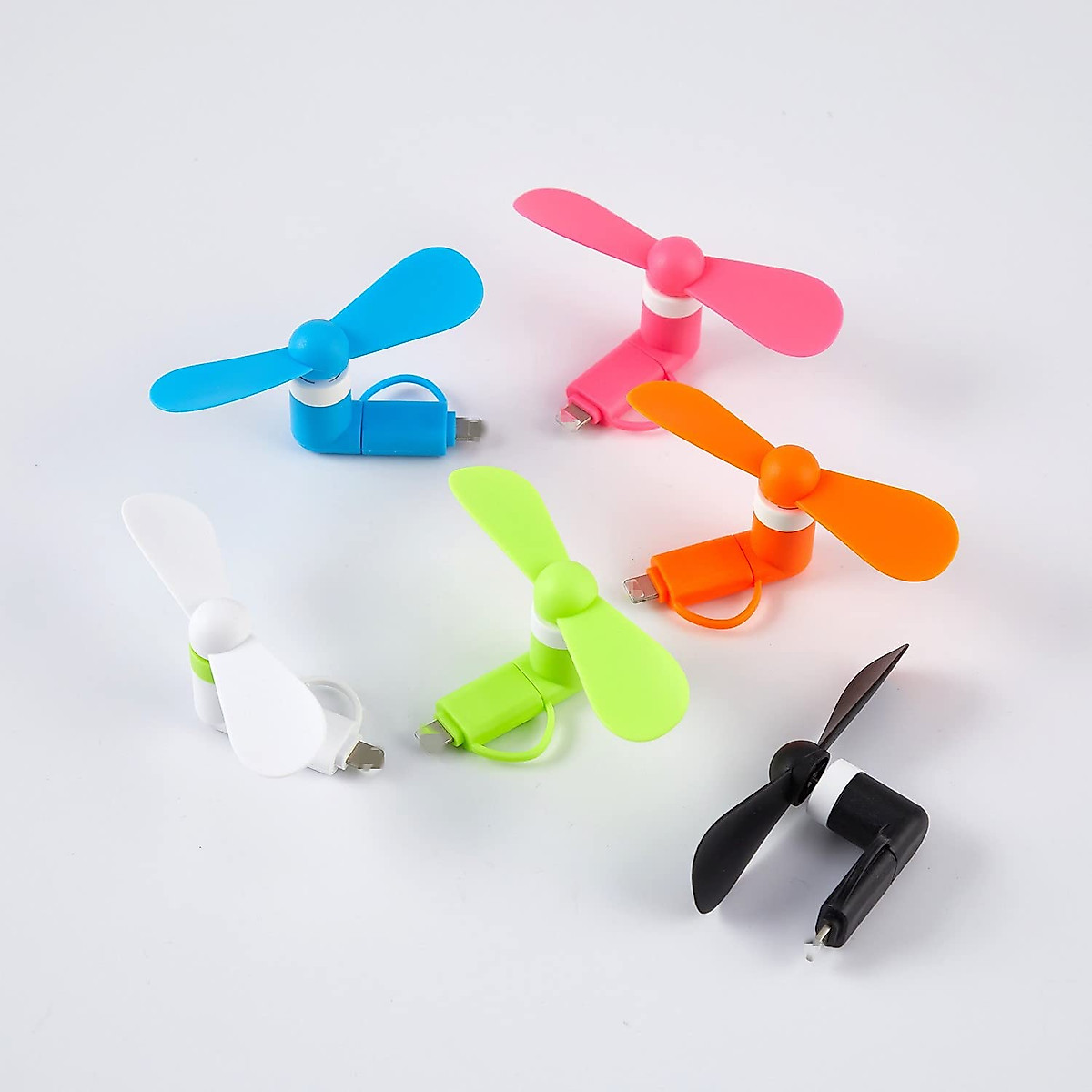 Gfytdxe Mini Cell Phone Fan - Colorful and Powerful 2-in-1 Fan Compatible for iPhone, iPad, Android Smartphone,Tablet - Cell Phone Summer Accessories - (6-Pack)