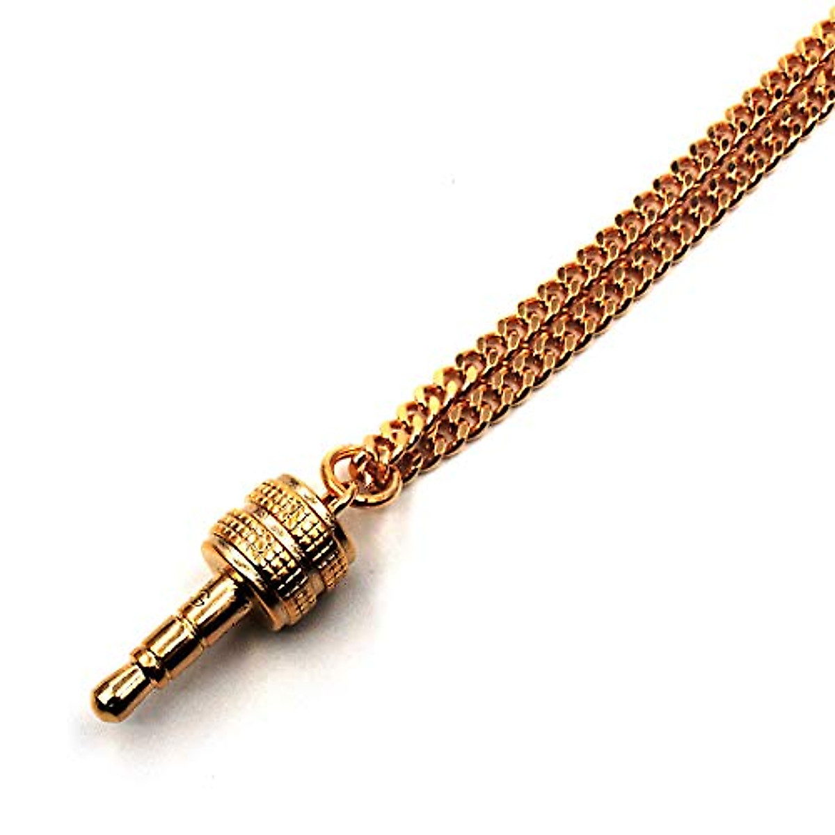 PICKRING Audio Jack Necklace with a Functioning Gold Plated Headphone Adapter for Guitarists/Detachable Gold Tone Real Headphone Adapter Necklace Music Lover Gifts/Silver Gold (Gold)