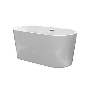 FerdY Shangri-La 55" Acrylic Freestanding Bathtub, Classic Oval Shape Soaking Bathtub with Toe-Tap Chrome Drain and Classic Slotted Overflow Included, Modern White, cUPC Certified