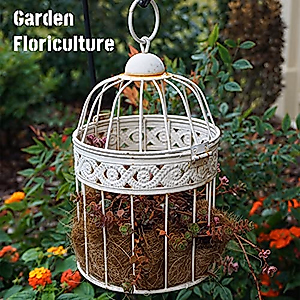 LASZOLA 2Pcs Handmade Woven Bird Breeding Nest Bed with 3.5 oz. Coconut Fiber, Flat Base Straw Bird Nest Hatch House Cage with Natural Coconut Fiber for Dove Pigeon Parrot Rabbits Hamster