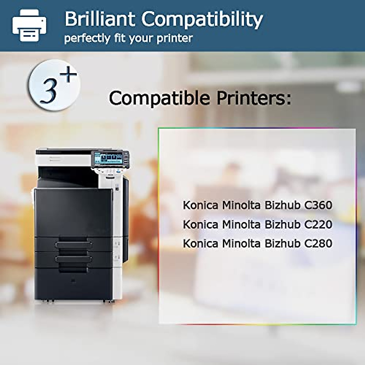 Leize Compatible TN216 Toner Cartridge use for Konica Minolta Bizhub C360 C220 C280 Printer Which Replacement for Bizhub TN-216 TN-319 Ink Black 29,000 & Color 26,000 Pages [KCMY-4PACK]