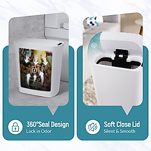 Bvdfgk Bathroom Trash Can Automatic Touchless - Motion Sensor Garbage Can Self Sealing with Lid, Smart Rechargable SlimTrash Bin, Electric Tall Trashcan for Toilet - 5.28 Gallon