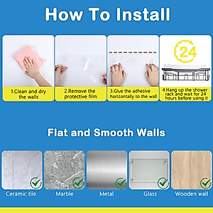 ChicChicHomes Shower Caddy 4 Pack, No Drilling Adhesive Wall Mounted Shower Organizer for Bathroom Storage&Kitchen, Large Capacity Rustproof Stainless Steel Shower Shelf, Ruggedized, Black