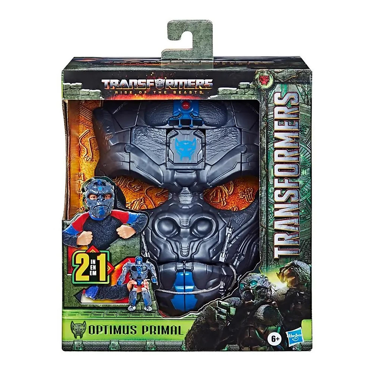Transformers Rise of the Beasts Movie Optimus Primal, 2-in-1 Converting Roleplay Mask Action Figure Toy, 6+ Years, 9-inch