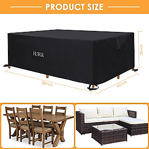 Outdoor Patio Furniture Covers Waterproof, Rectangle 600D Heavy Duty Oxford Covers for Patio Furnitures as General Table Chair Bay Sofa, UV Proof Wind Proof Snow Resistant in Winter