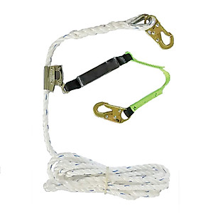 Peakworks Fall Protection Contractor Roofers Kit, with 3' Shock-Absorbing Lanyard, Double-Locking Snap Hook, 50 ft Long, 310 lbs Capacity, V8257282