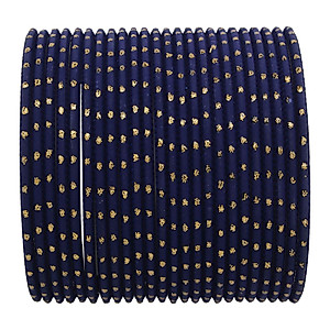 Efulgenz Indian Bangles Set Indian Bangles for Women Bollywood Plain Metal Bangles Bracelet Blue Bangles Indian Costume Jewelry for Women