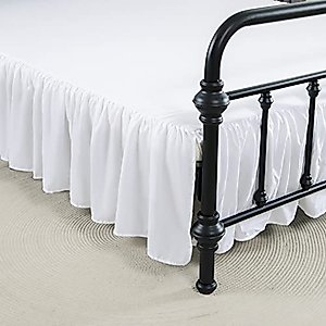 xuan dian Bed Skirt Queen Size Ruffled Bed Skirt with Split Corners, 14 Inch Drop Dust Ruffle Bed Skirt with Platform, White