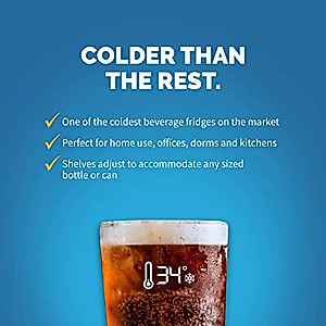 NewAir Beverage Refrigerator Cooler with 90 Can Capacity - Mini Bar Beer Fridge with Right Hinge Glass Door - Cools to 34F - AB-850 - Stainless Steel (Renewed)