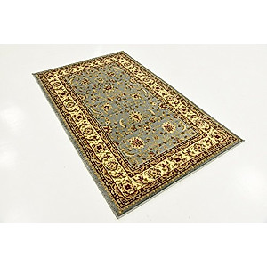 Unique Loom Voyage Collection Traditional Oriental Classic Intricate Design Area Rug, 3' 3" x 5' 3" Rectangle, Light Blue/Cream