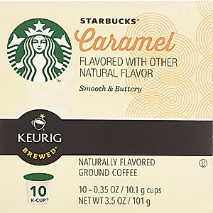 Starbucks Flavored Coffee K-Cup Pods, Caramel Flavored Coffee, Made without Artificial Flavors, Keurig Genuine K-Cup Pods, 10 CT K-Cups/Box (Pack of 1 Box)