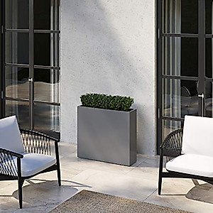 Austin Avenue Accents Large Modern Fiberglass Planter Box - Indoor Outdoor Rectangular Planter - Weather-Resistant, UV-Protected, Lightweight, Pre-drilled Drainage Holes - 36 inches - Black