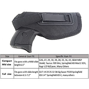 Galaxy Universal Gun Holster Concealed Carry Inside and Outside for Men Women Right Left Hand Draw Fits All Firearms.Pistol