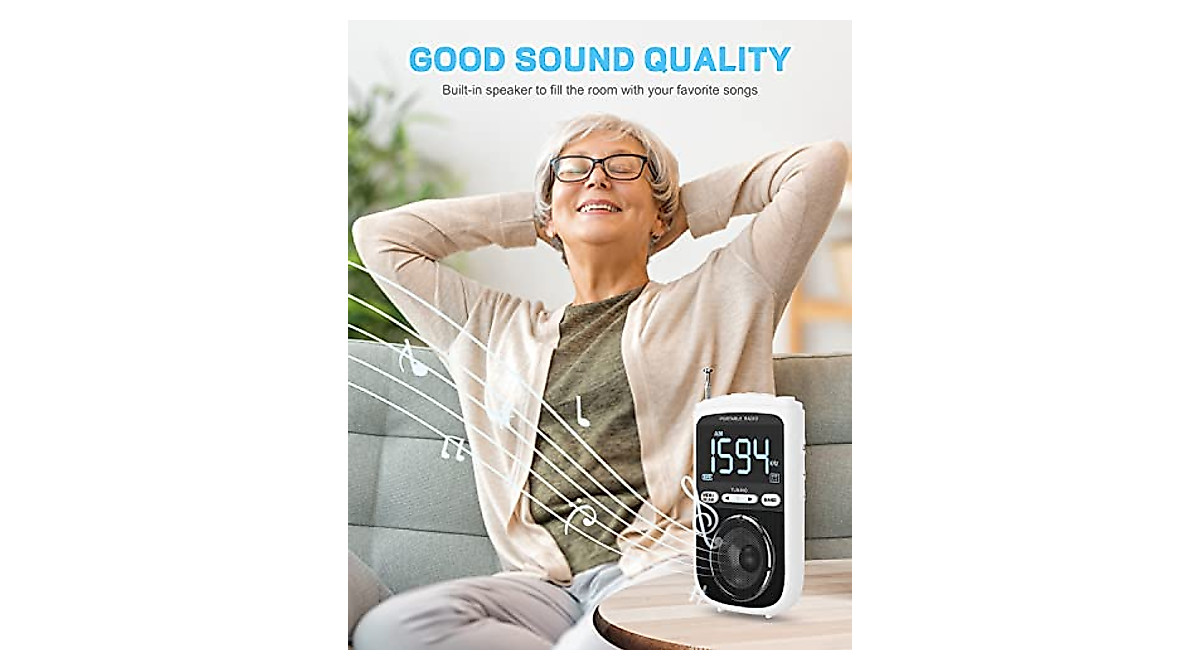 Greadio Portable AM/FM Radio with Rechargeable Battery & LCD Screen