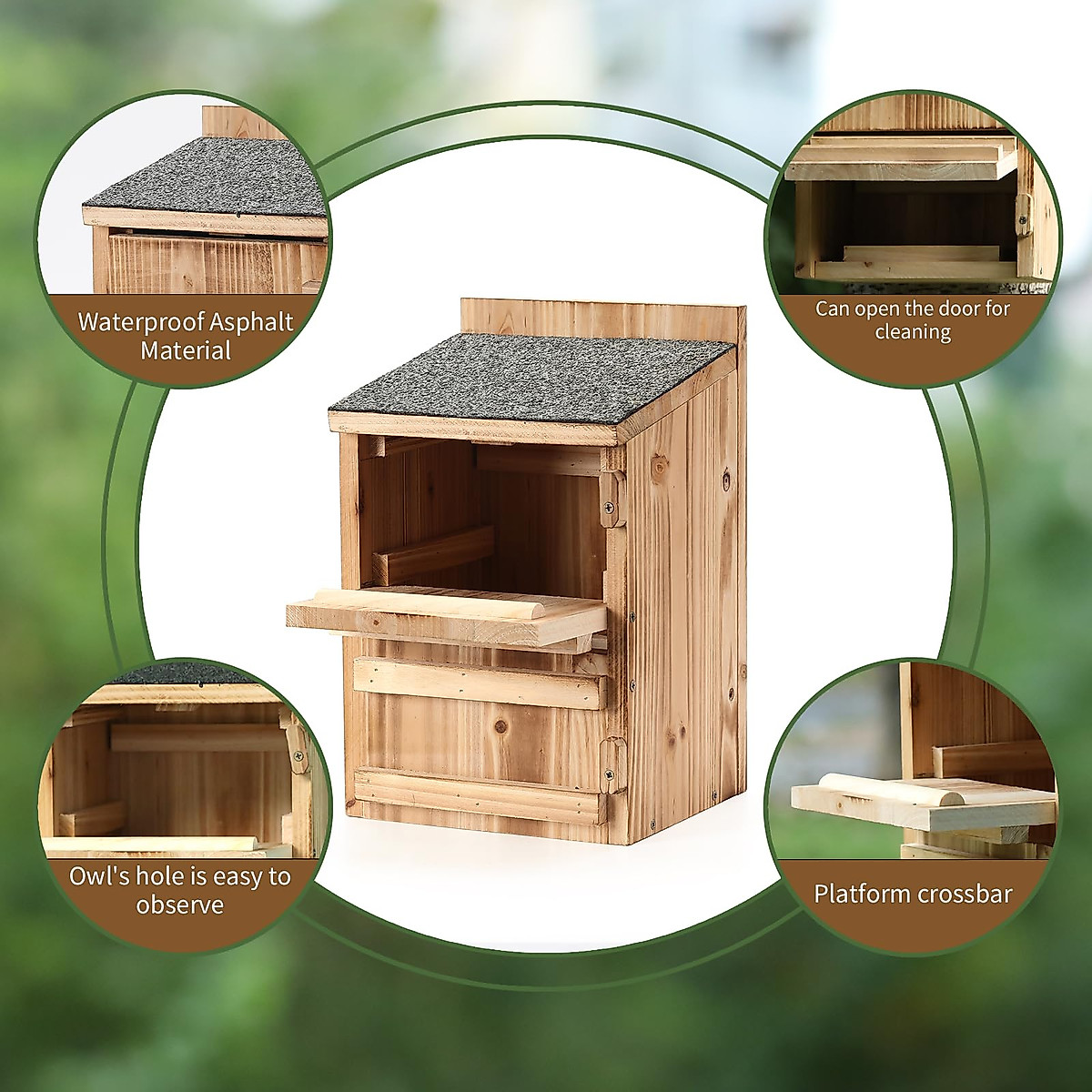 Owl House Screech Owl House Owl House Cedar Barn Owl Bird House House Owls & Kestrels Owl Houses for Outdoors Large Handmade Wooden Rectangular Opening Bird Box with Mounting Screws Easy Assembly