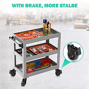 Hirate Threaded Stem Casters 3/8"-16UNC with Brake, Set of 4 Heavy Duty 3" Swivel Caster with Safety Locking for Workbench Trolley Carts with Lock Nuts