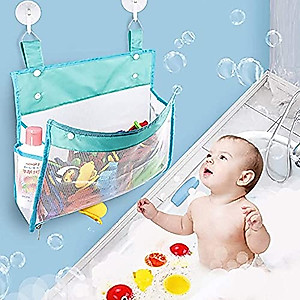 Yuehuam 2Pcs Bath Toy Organizer Mesh Bag Bottom Zippered Bathtub Toy Holder Storage Bag Multiple Ways to Hang for Storing Toys Diapers Clothes