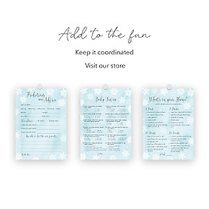 SNOWFLAKES Prediction and Advice Cards - Pack of 25 - WINTER Wonderland BLUE Boy Baby Shower Game, Wishes for Mommy & Daddy Message Baby It’s Cold Outside Activity Keepsake Frost Holiday G781-PDAV
