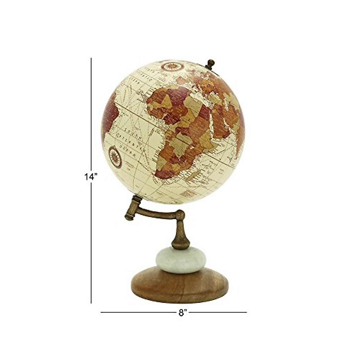 Deco 79 Contemporary Mango Wood Globe Globe, 8" x 8" x 14", Cream