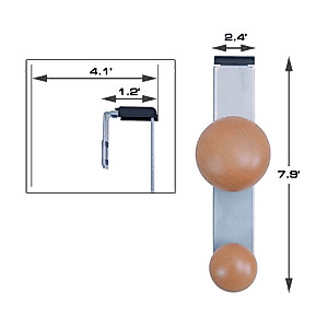 Alba Over-The-Panel Coat Hook For Cubicles or Partitions, Double Peg, Metallic Silver and Light Wood (PM2PARTBO)