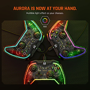 BIGBIG WON Wired Controller, Rainbow Lite PC Controllers for Gaming RGB Light, Custom Buttons, Macro, Turbo, Dual Shock Controller for Switch/Win10&11 PC Game Controller
