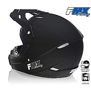 Factory Racing FMX Adult Motocross Dirt Bike Off-Road ATV Motorcycle DOT Approved Matte Black Helmet size Large