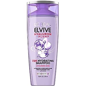 L'Oreal Paris Elvive Hyaluron Plump Hydrating Shampoo for Dehydrated, Dry Hair Infused with Hyaluronic Acid Care Complex, Paraben-Free, 12.6 Fl Oz