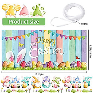 Easter Garage Door Decoration Happy Easter Garage Door Banner Large Easter Bunny Egg Spring Flower Cover Background Decal for Outdoor Indoor Hanging Party Supplies 6 x 13 ft