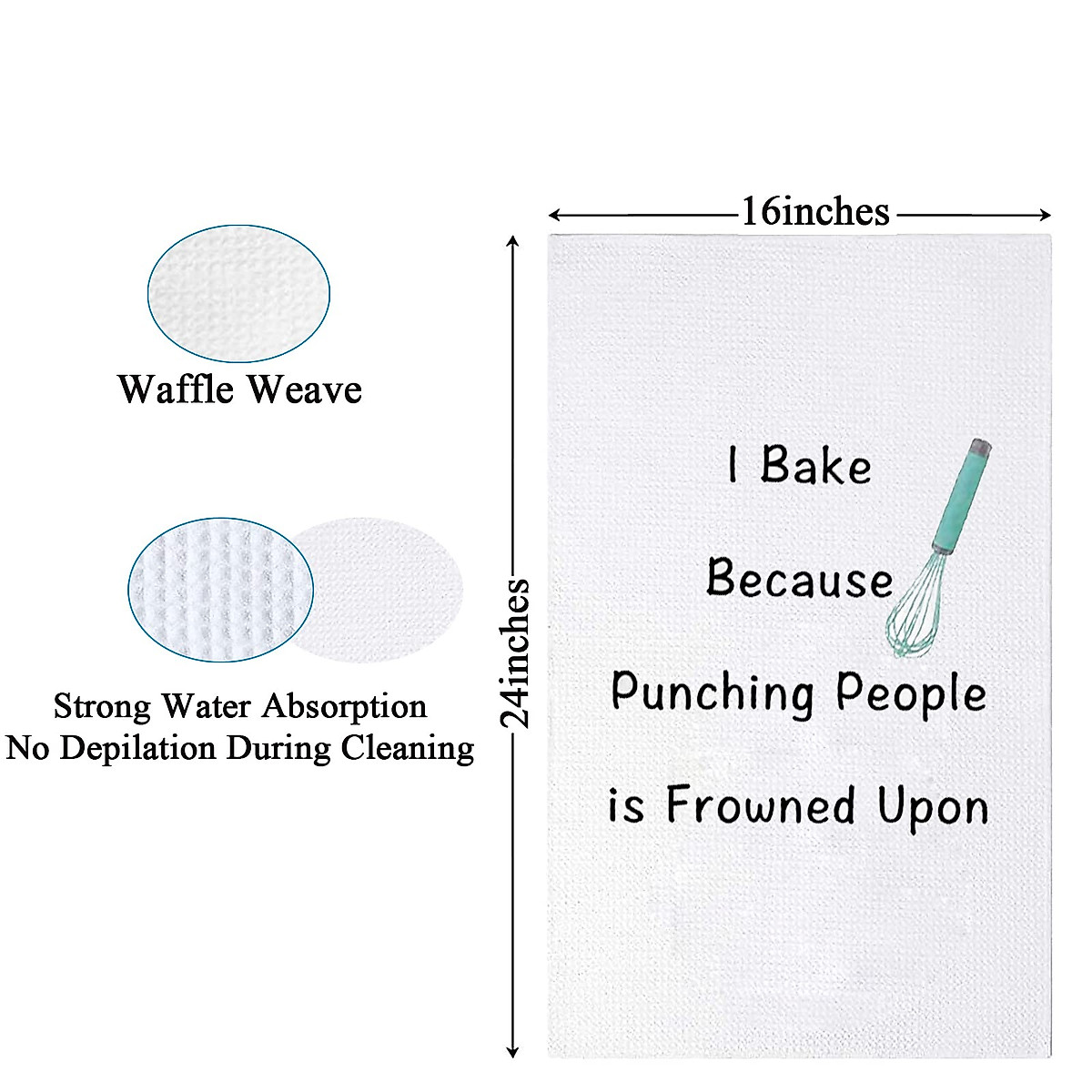 Baker Gift Baking Kitchen Towel I Bake Because Punching People is Frowned Upon Towel Pastry Chef Gift Culinary Student Gift