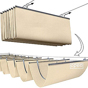 Pergola Shade Cover Wave Sail, Retractable Patio Sunscreen Canopy Permeable Mesh Fabrics Cloth Uv Blocking for Terrace Deck Gazebo (Color : Beige, Size : 0.5x4m)