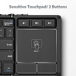 iClever Foldable Keyboard, BK08 Bluetooth Keyboard with Sensitive Touchpad, Multi Devices, Pocket-Sized Tri-Folding Portable Keyboard for iPad, iPhone, Smartphone, Laptop and Table