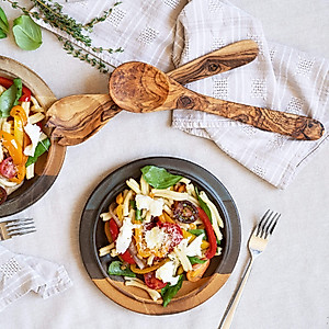 Tramanto Olive Wood Salad Server Set - 12 inch French Design